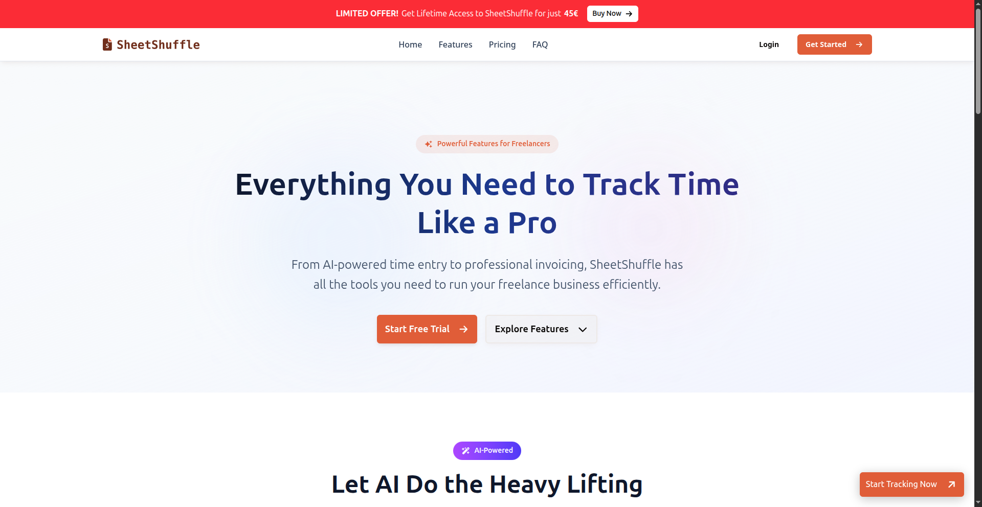 AI Time Tracking Features for Freelancers | SheetShuffle